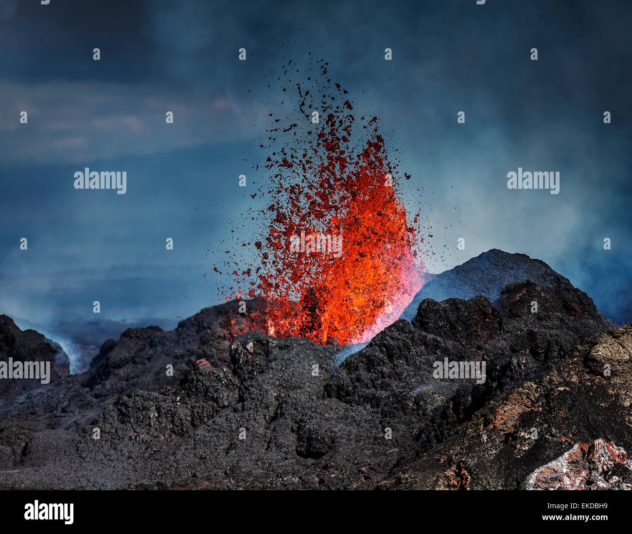 Volcano Eruption at the Holuhraun Fissure near the Bardarbunga Volcano ...