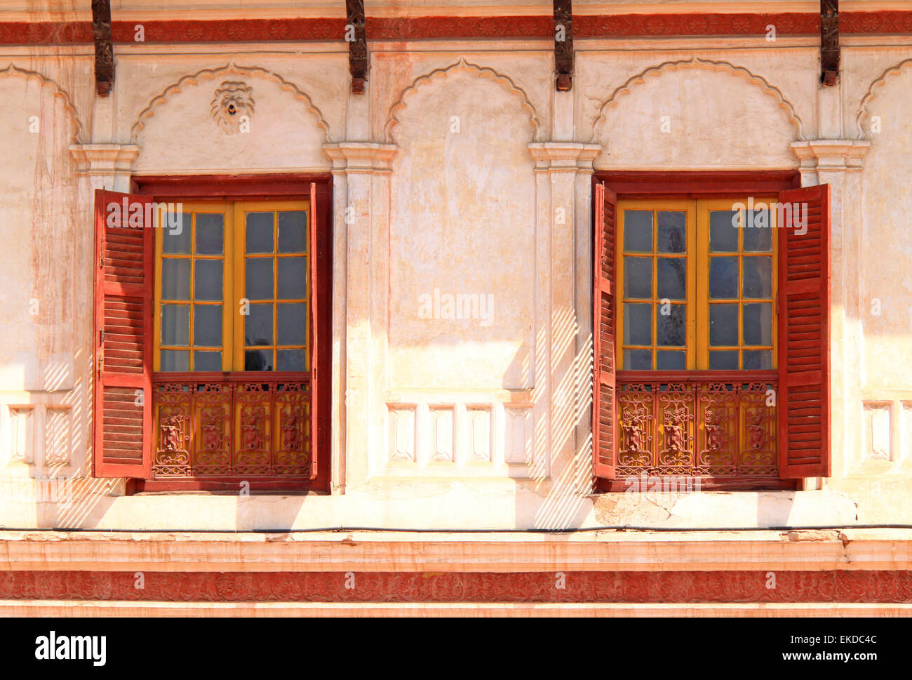 Ancient windows style on old building Stock Photo - Alamy