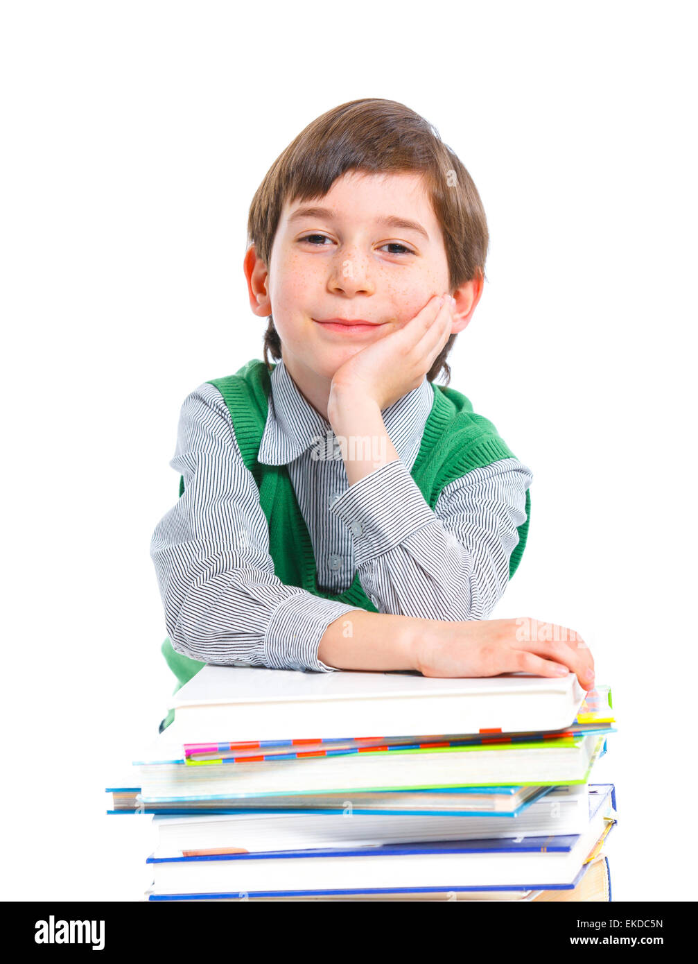 Education - funny boy with books Stock Photo - Alamy