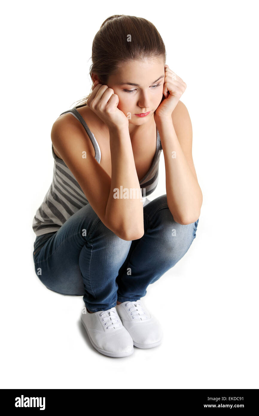 Teen girl in depression Stock Photo - Alamy