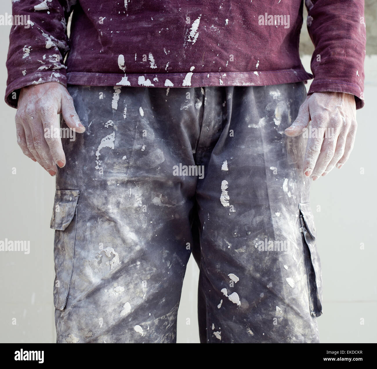 hands dirty trousers of plastering painter man Stock Photo - Alamy