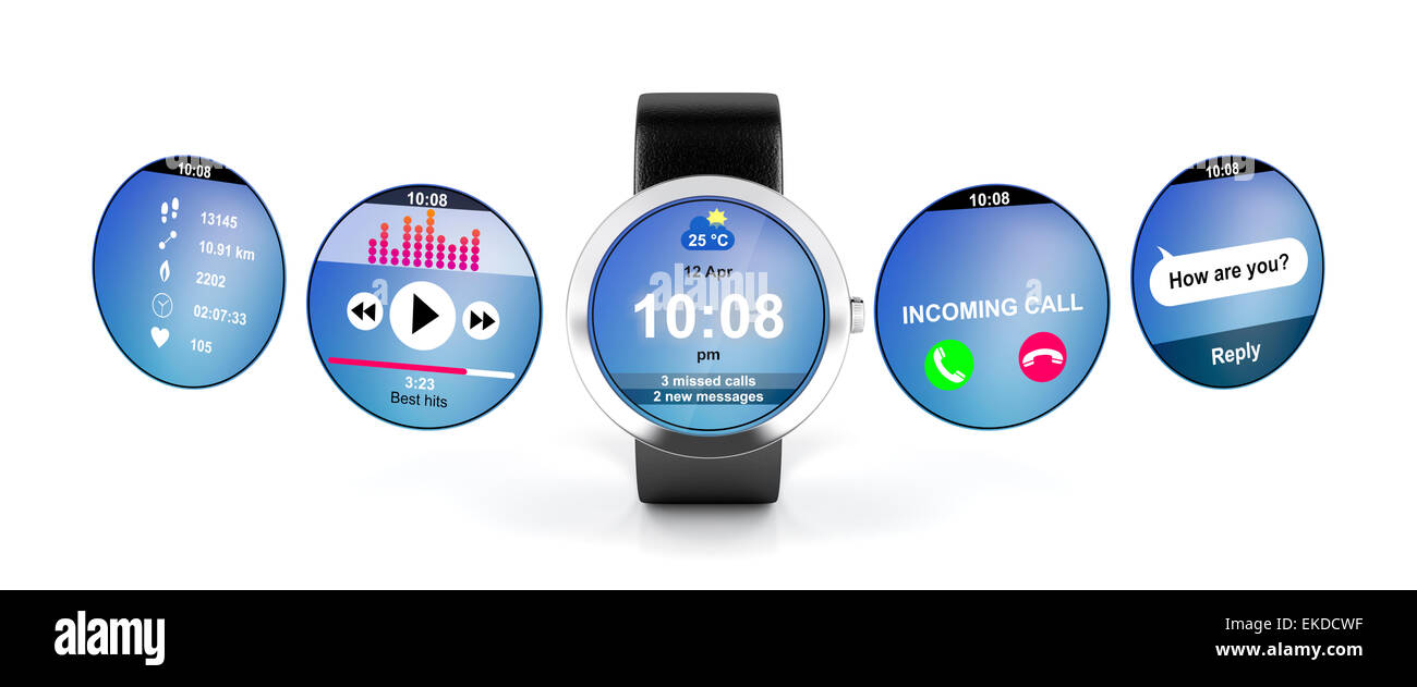 Smart watch with different screens Stock Photo - Alamy