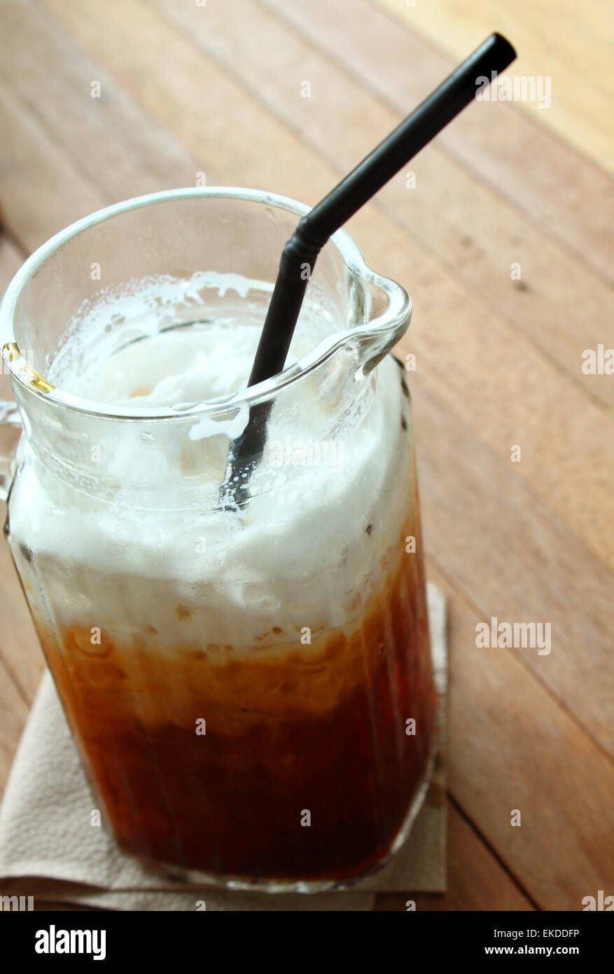 Cold coffee drink on table Stock Photo - Alamy