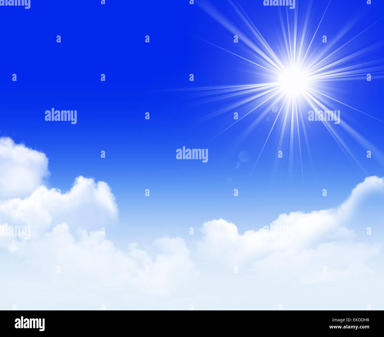 Sun in bright blue sky Stock Photo - Alamy