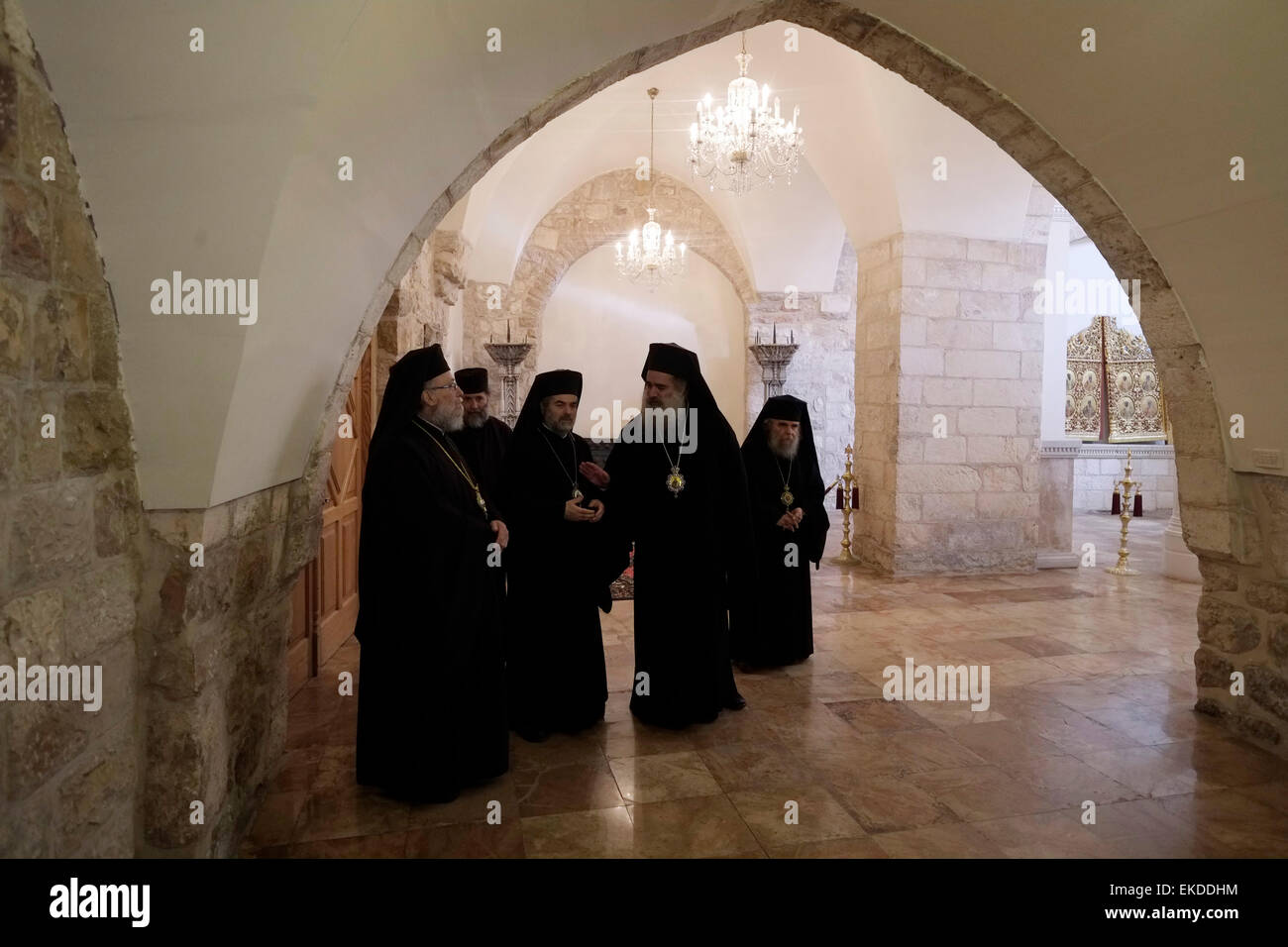 Greek Orthodox clergymen at the chapel of the Greek Orthodox ...