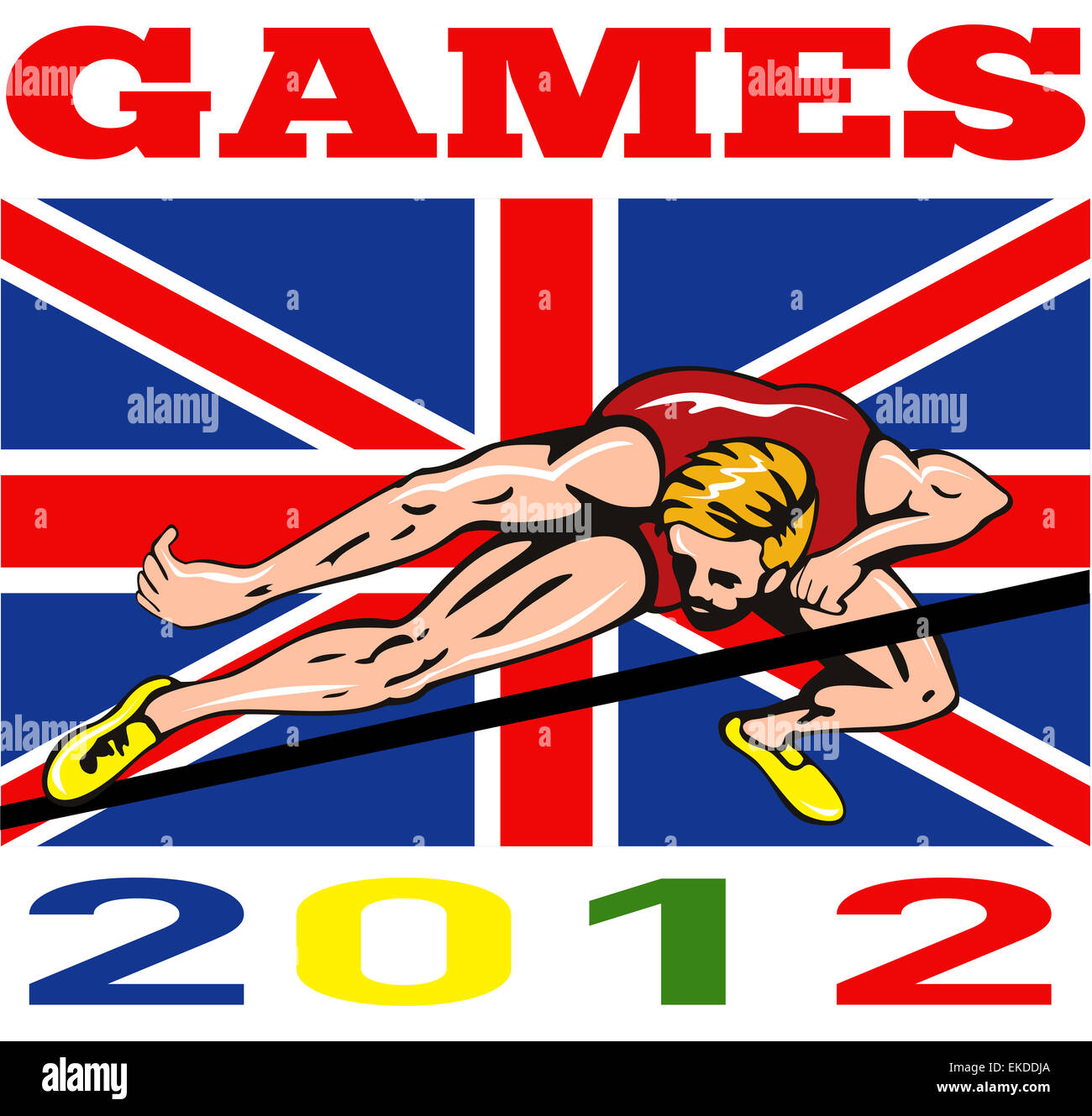 Games 2012 High Jump Track and Field British Flag Stock Photo - Alamy