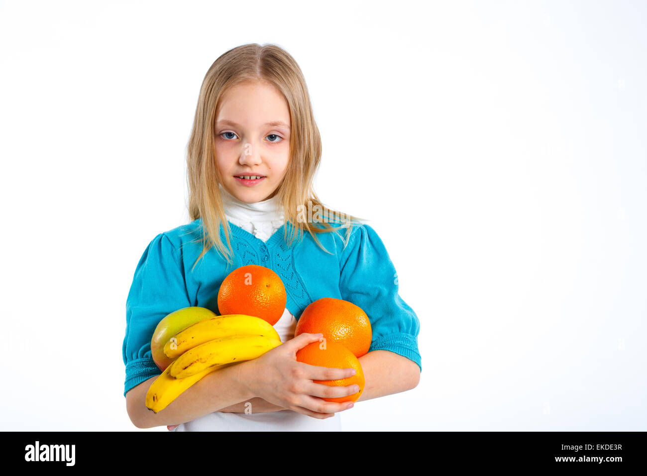 cute little girl with fruits Stock Photo - Alamy