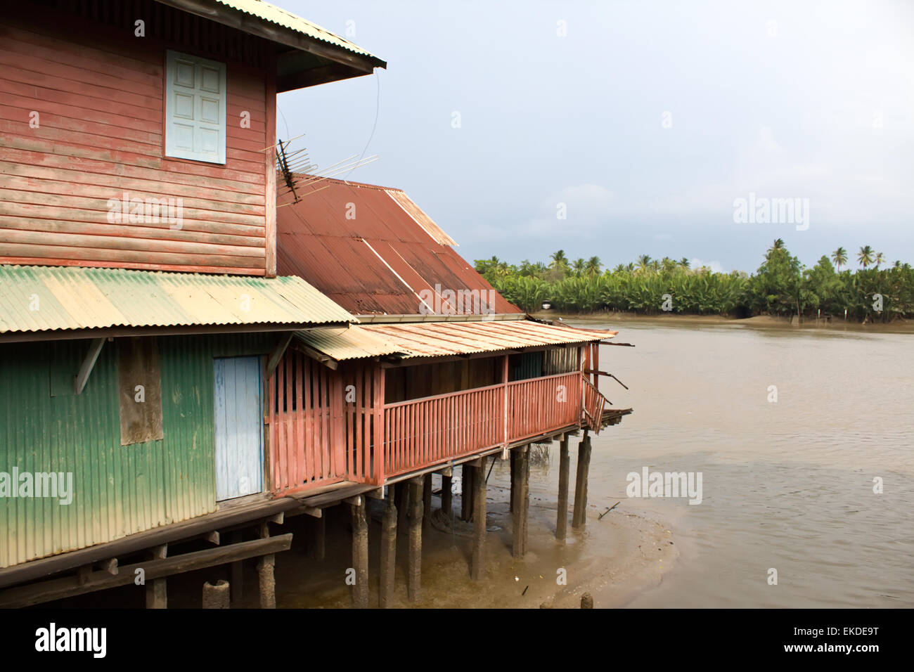 vintage old house near the river Stock Photo - Alamy