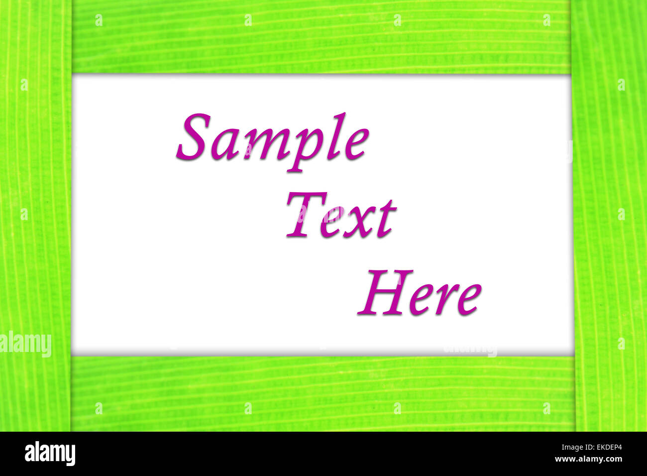 frame as green leaf with sample text Stock Photo - Alamy