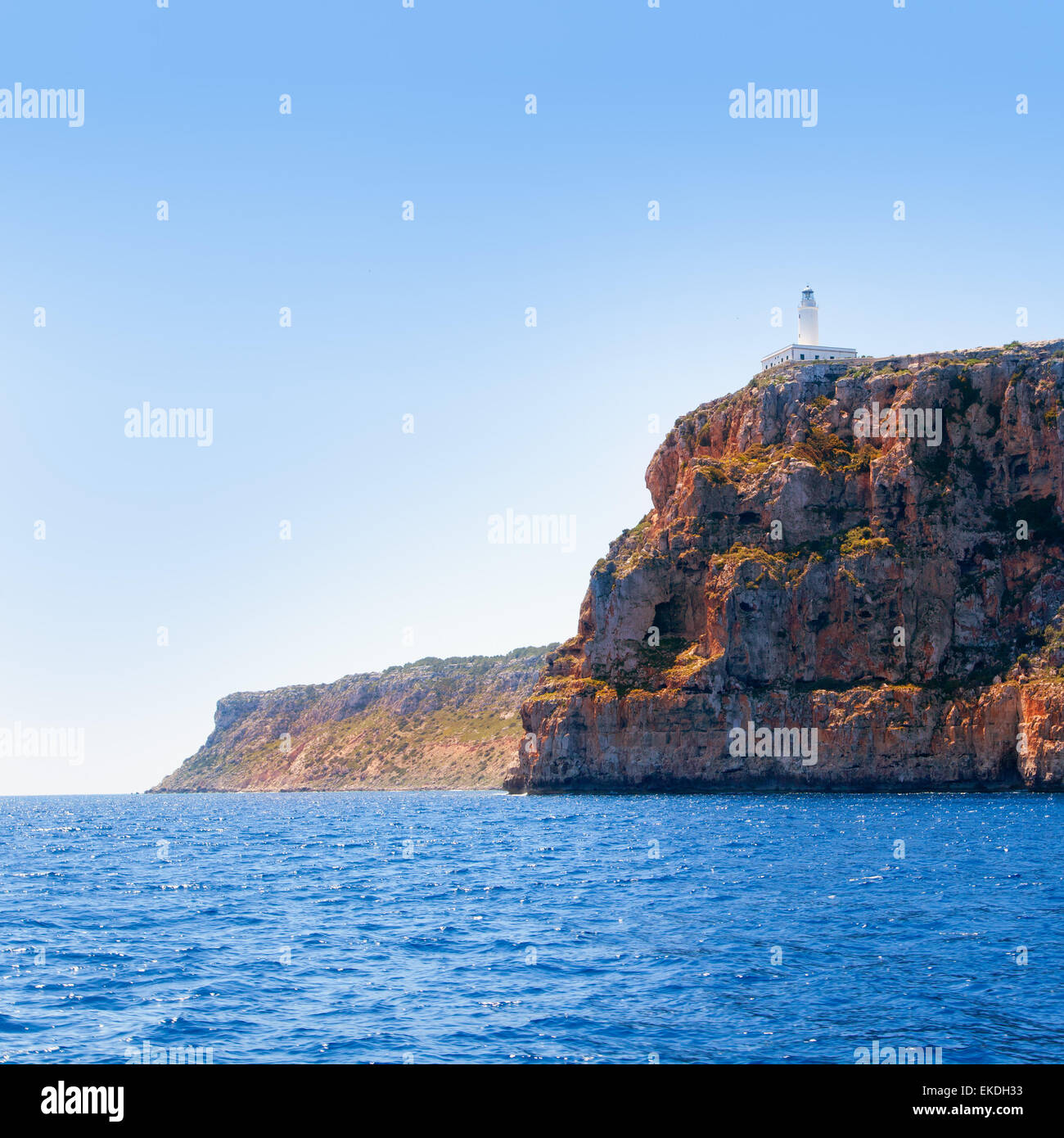 Formentera Faro de la Mola lighthouse sea view Stock Photo - Alamy