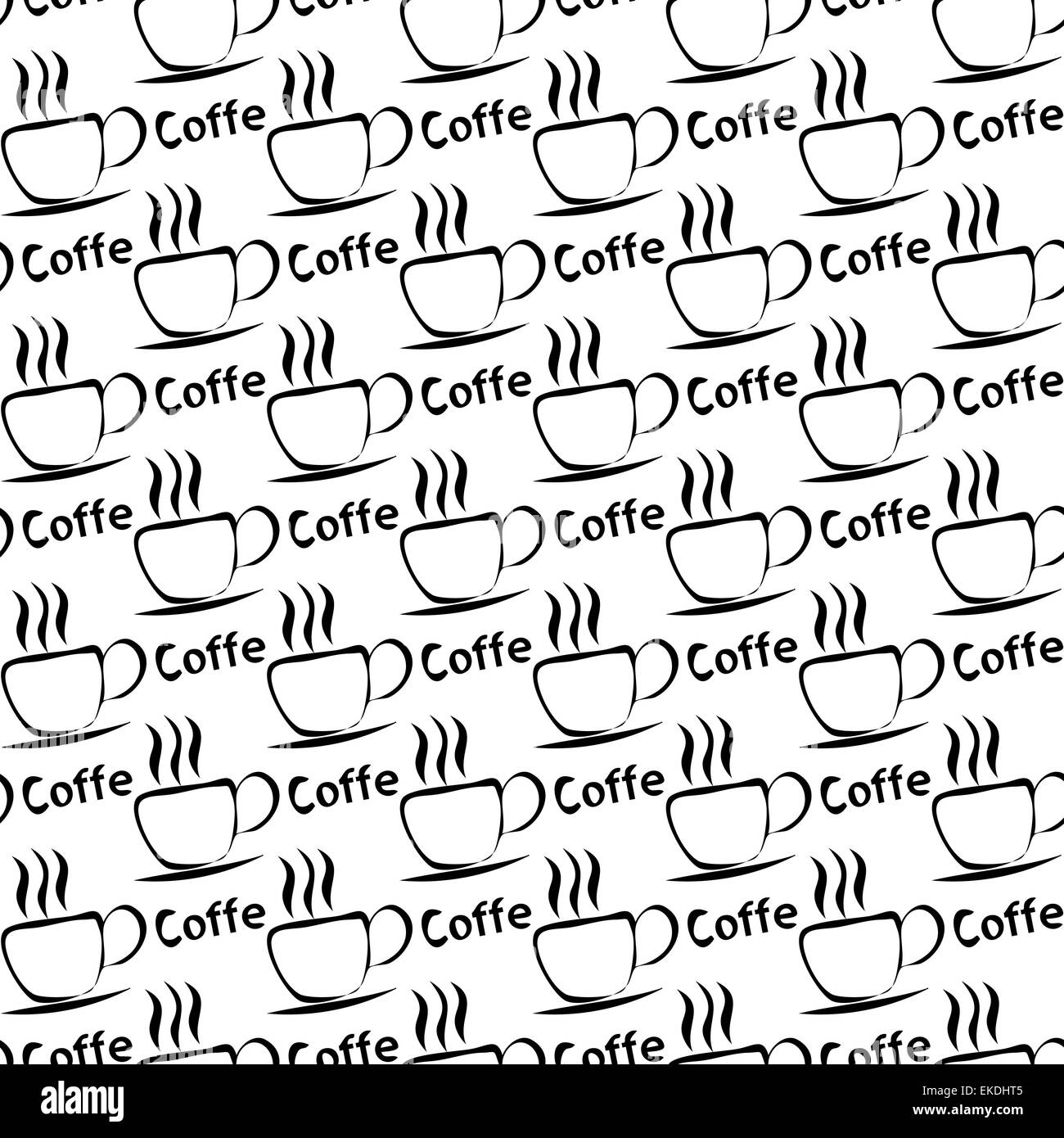 Seamless pattern coffee cup Black and White Stock Photos & Images - Alamy