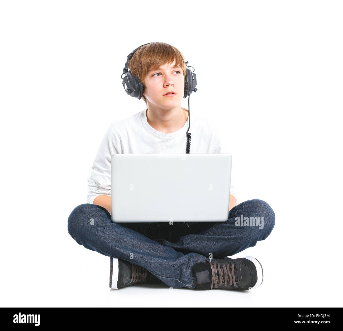Boy using a laptop Stock Photo - Alamy