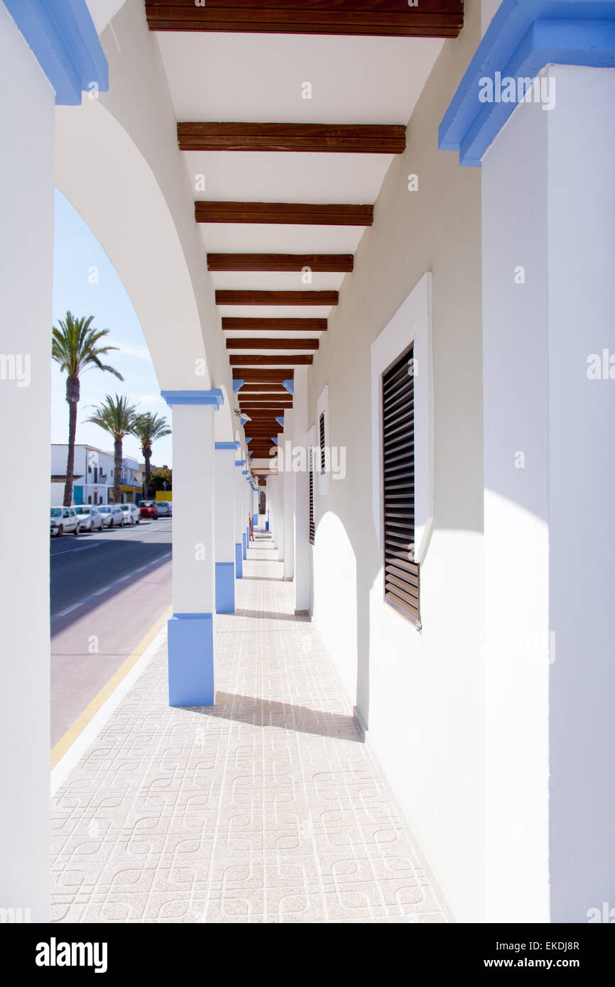 Formentera island La Savina narrow arcade Stock Photo - Alamy