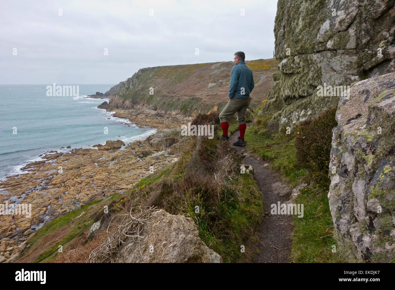 South West coast path Cornish coastal path footpath Porth Nanven ...