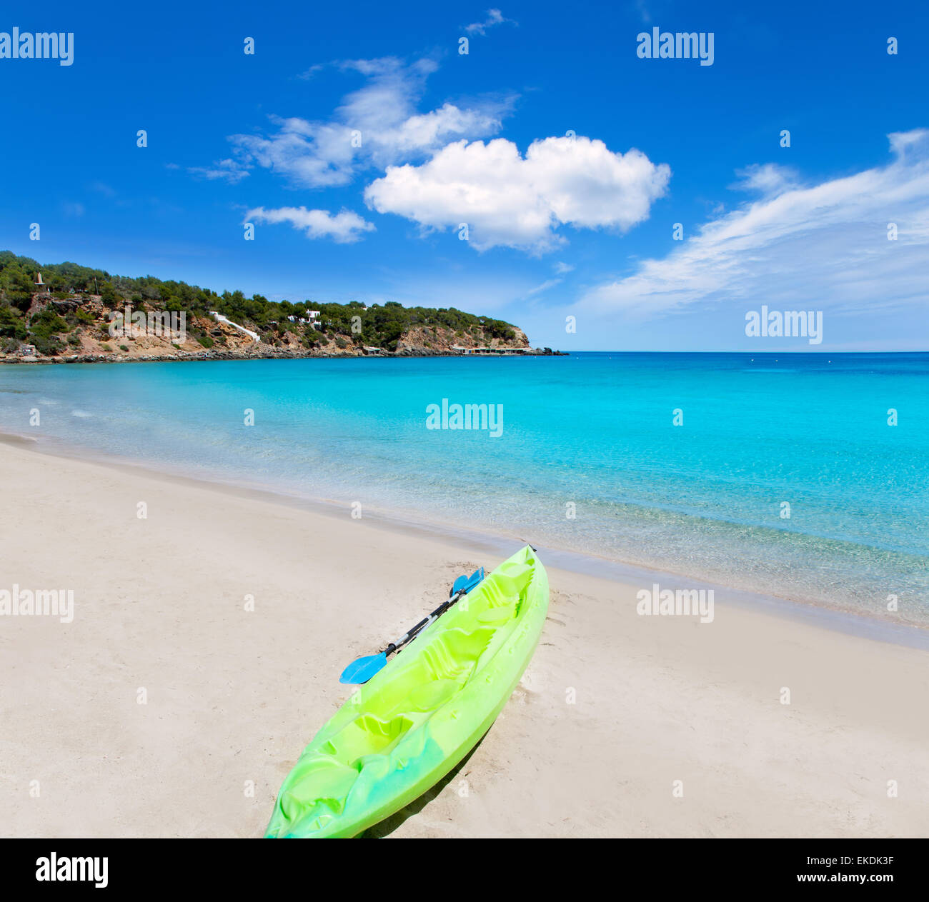 Cala Llenya in Ibiza with turquoise water in Balearic Stock Photo - Alamy