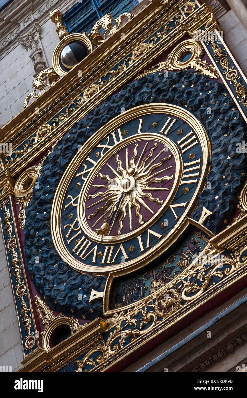 The great clock ( Le Gros Horloge). Rouen. Normandy. France Stock Photo ...