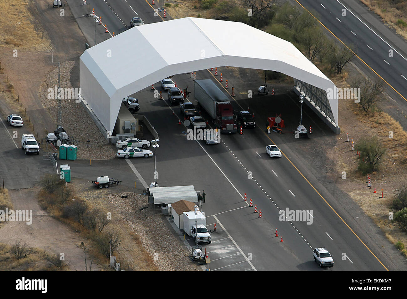 Aerial view of an Arizona Border Patrol checkpoint, showcasing CBP ...