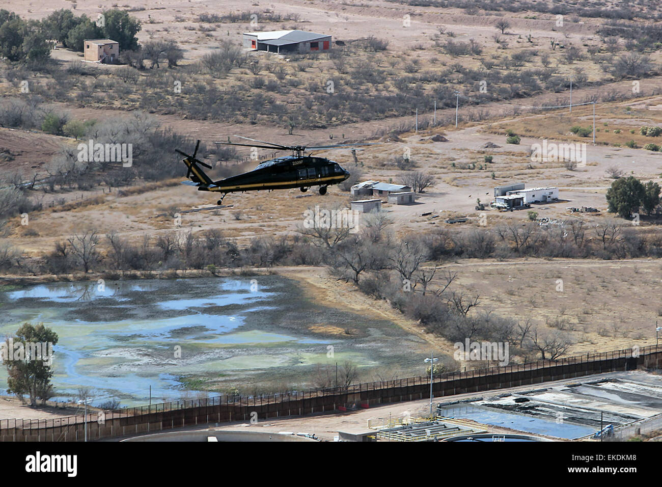 A CBP Black Hawk helicopter conducts aerial patrols along the U.S ...