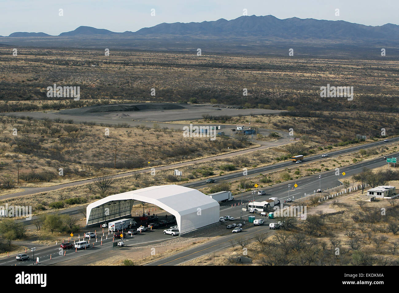 The Arizona Border Patrol checkpoint, supported by aerial surveillance ...