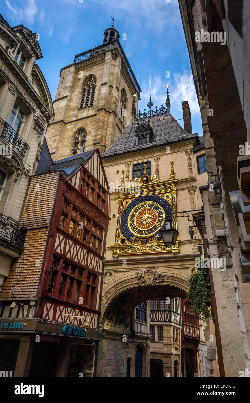 The great clock ( Le Gros Horloge). Rouen. Normandy. France Stock Photo ...