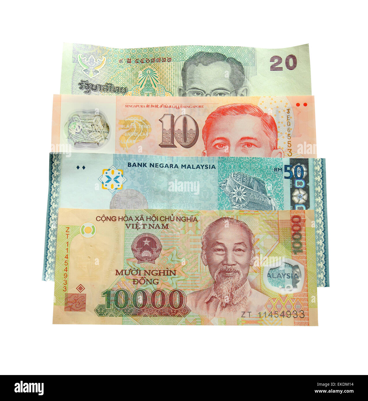 Asian currency isolated on white background Stock Photo - Alamy