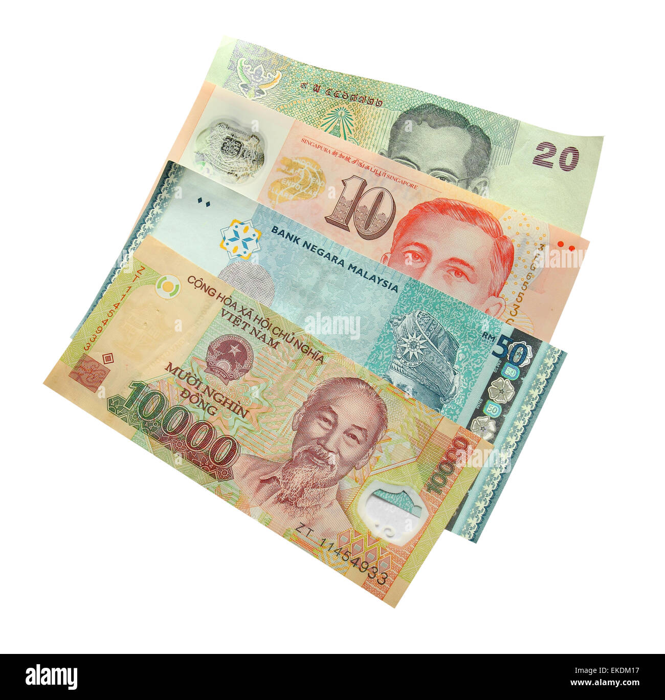 Asian currency isolated on white background Stock Photo - Alamy