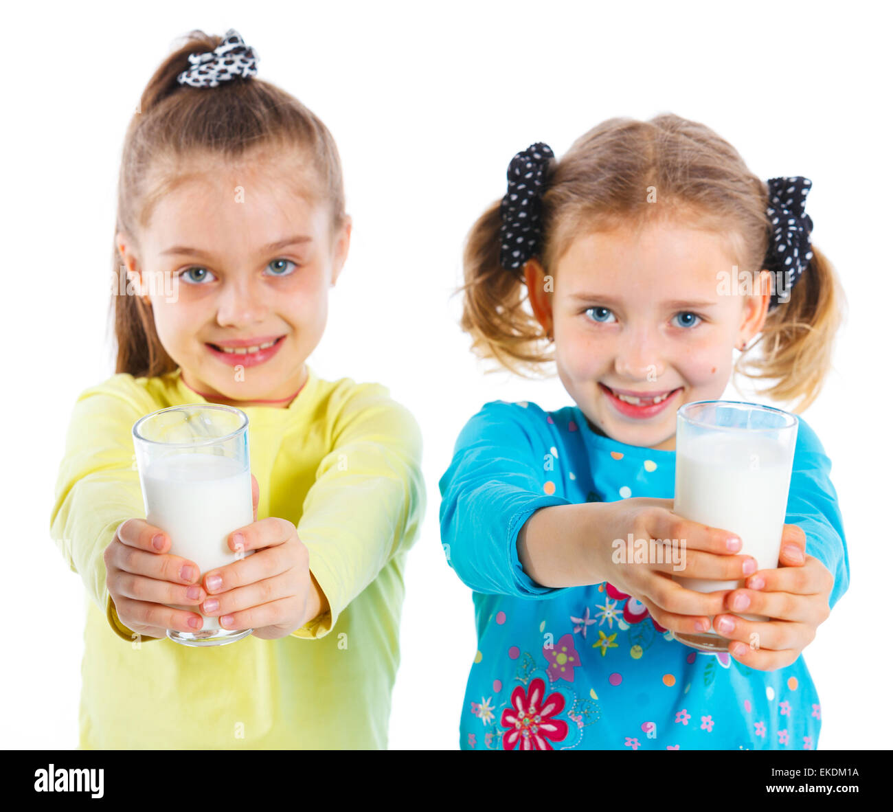 Little girl glass milk Cut Out Stock Images & Pictures - Alamy