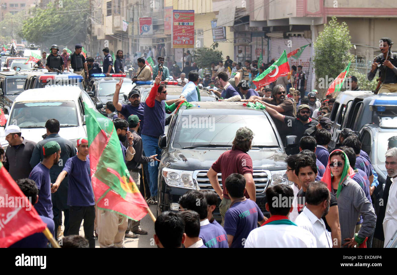 The rally of PTI workers led by Imran Khan is passing through the roads ...