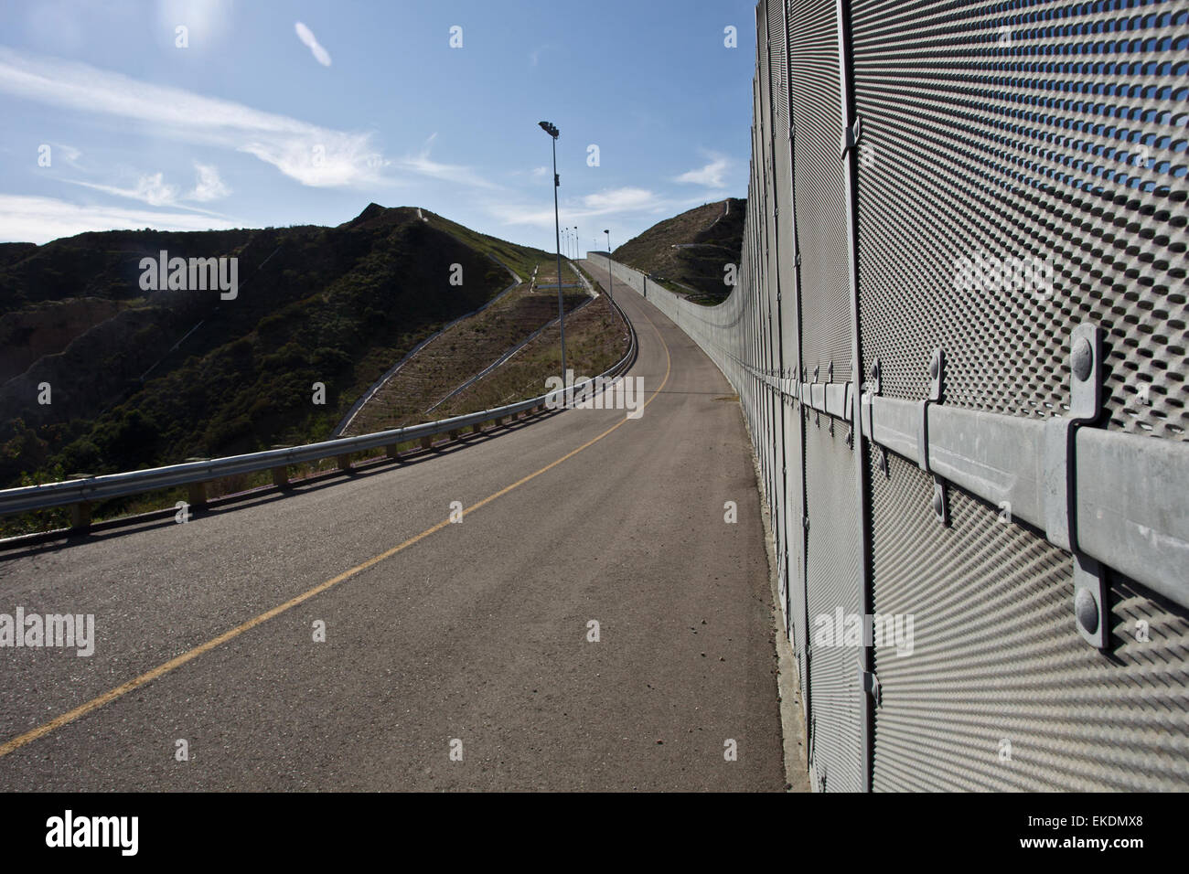 A section of the border fence near San Diego, built to enhance security ...