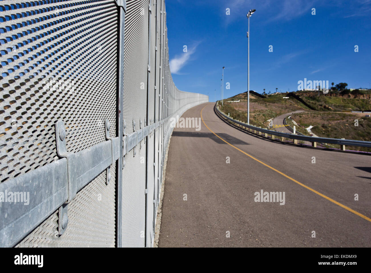 A section of the U.S.-Mexico border fence near San Diego, California ...