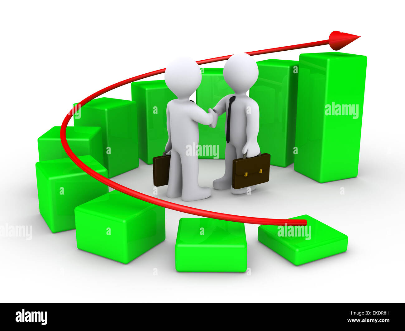 Handshake and growing graph Stock Photo - Alamy