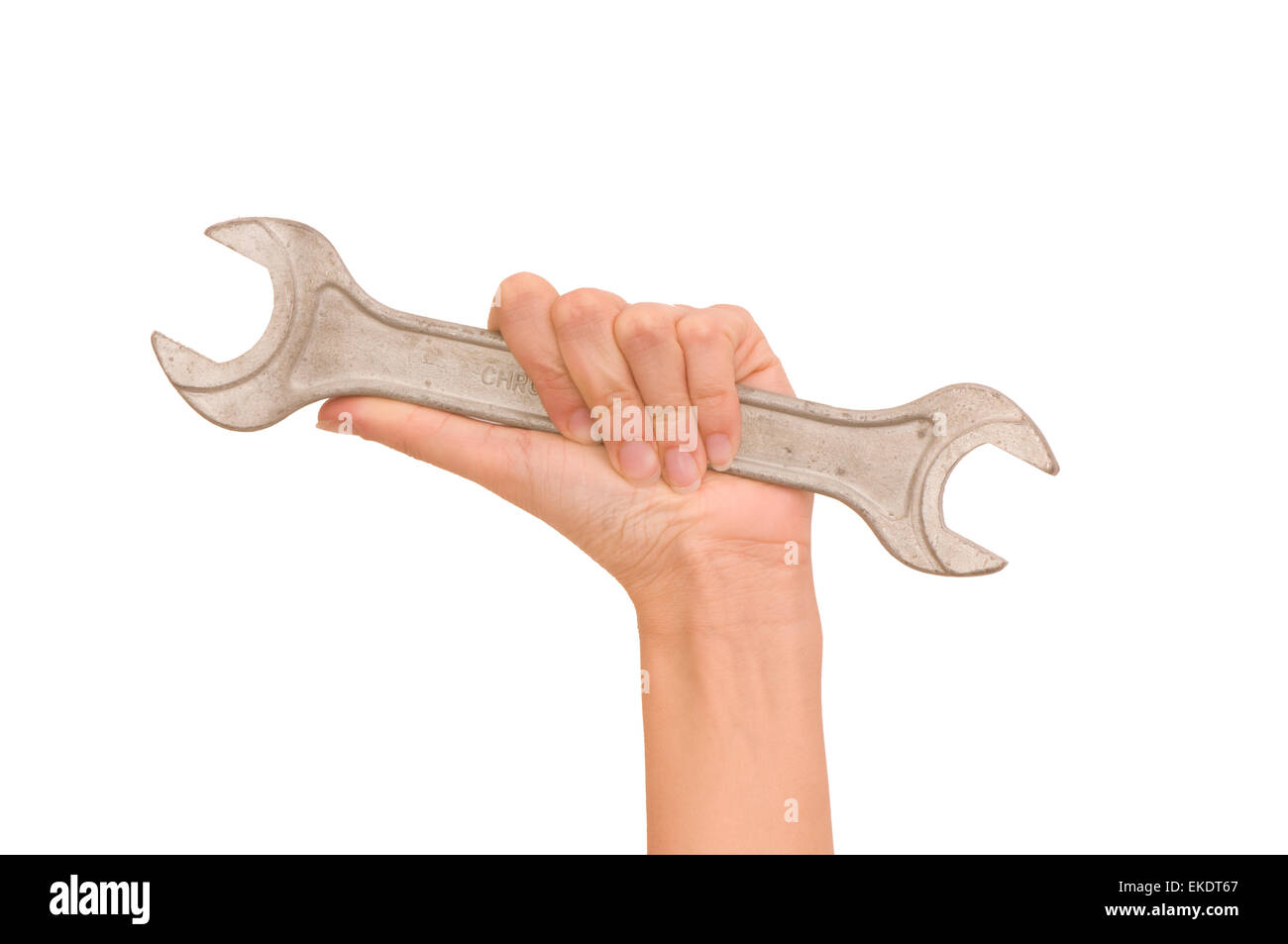 big spanner in the hand Stock Photo - Alamy