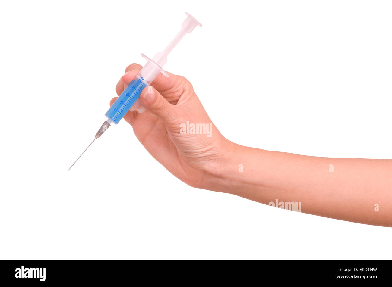woman holds the syringe for making injections Stock Photo - Alamy