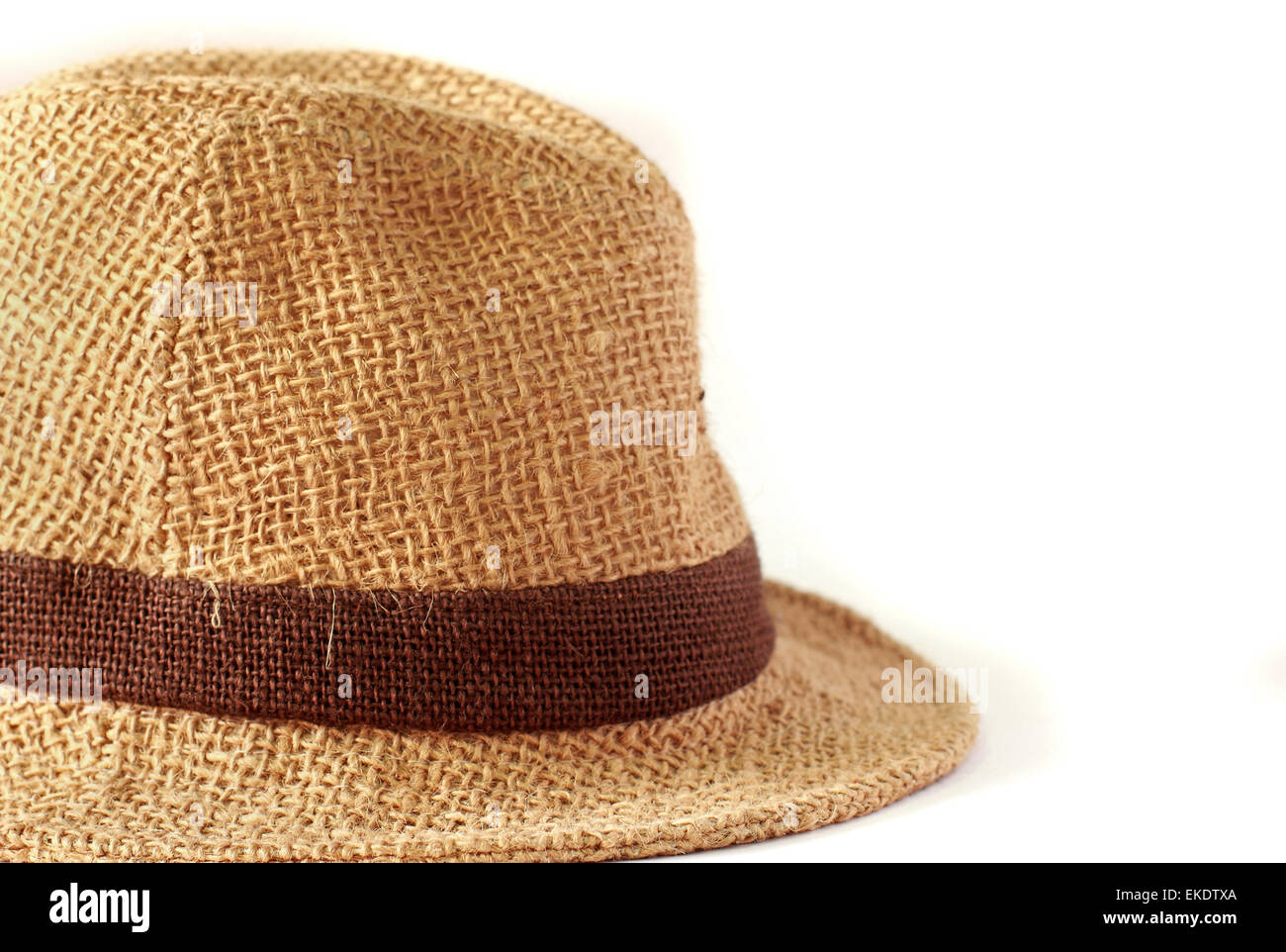 Summer straw hat on white background Stock Photo - Alamy