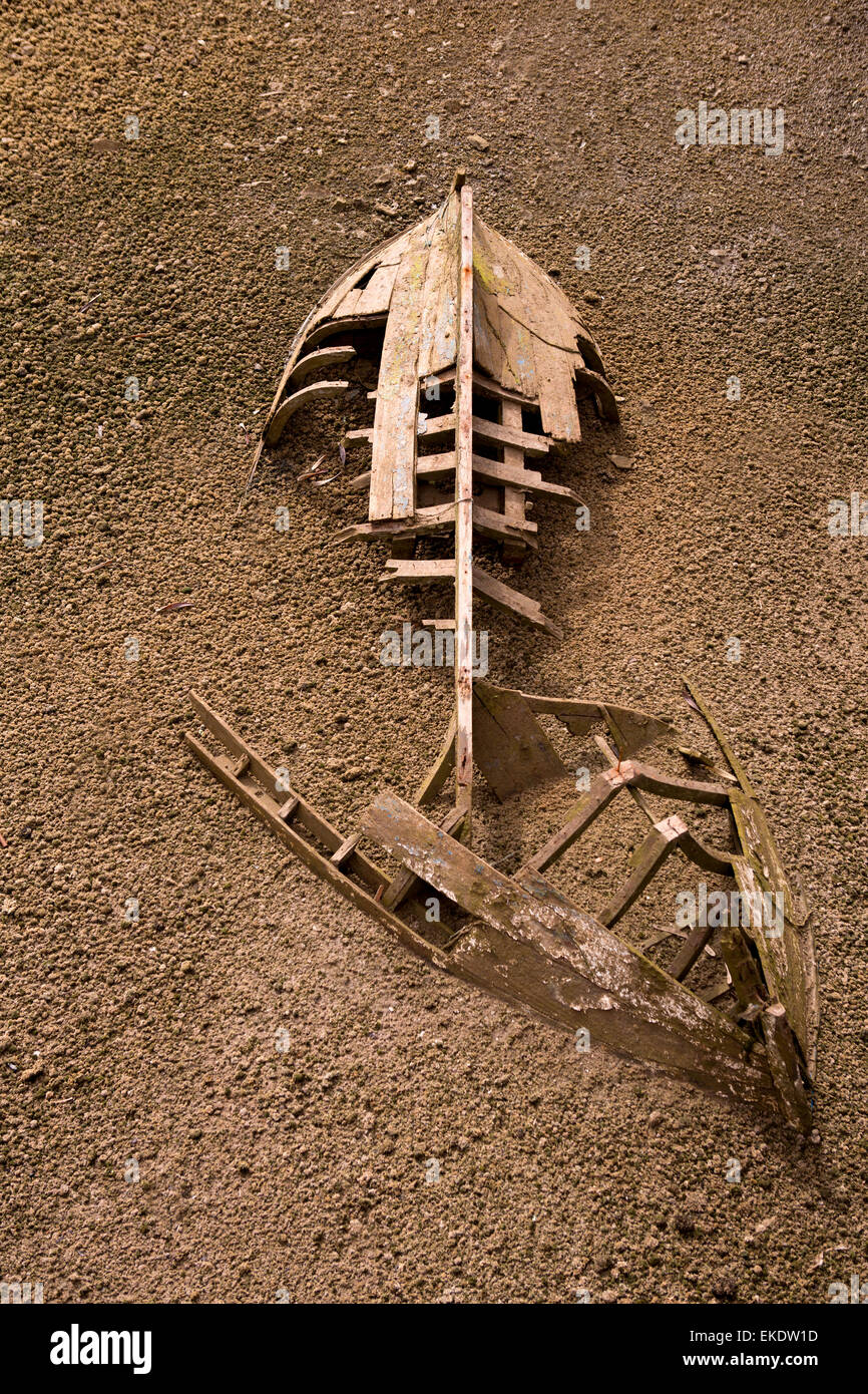 boat ship skeleton half buried in sand Stock Photo - Alamy