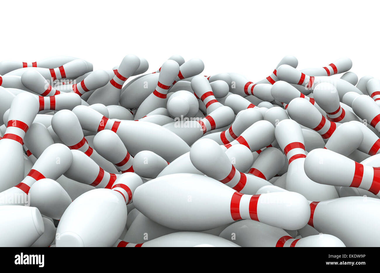 3D render of piled bowling pins Stock Photo - Alamy