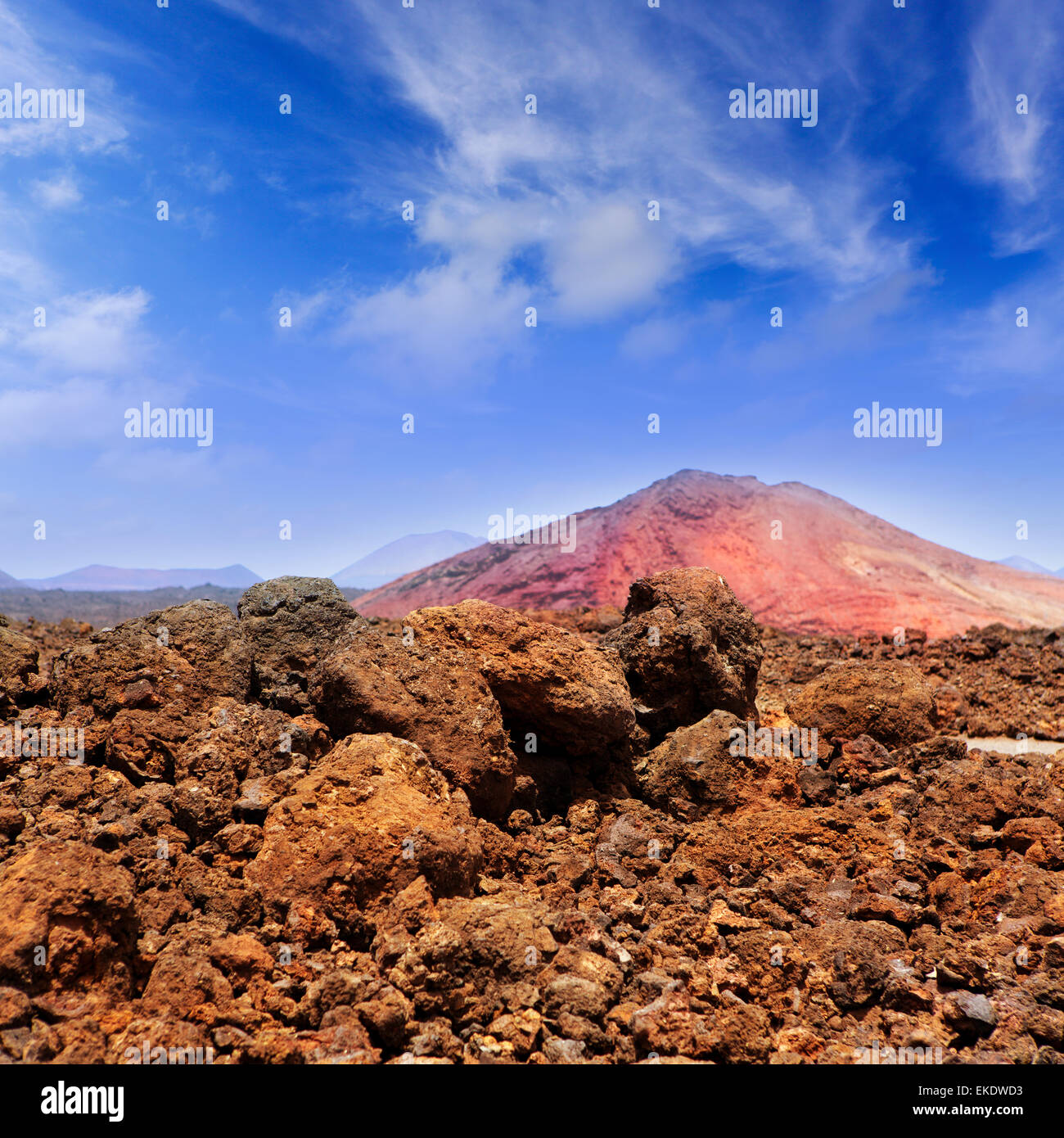Lanzarote Montana Bermeja red mountain Stock Photo - Alamy