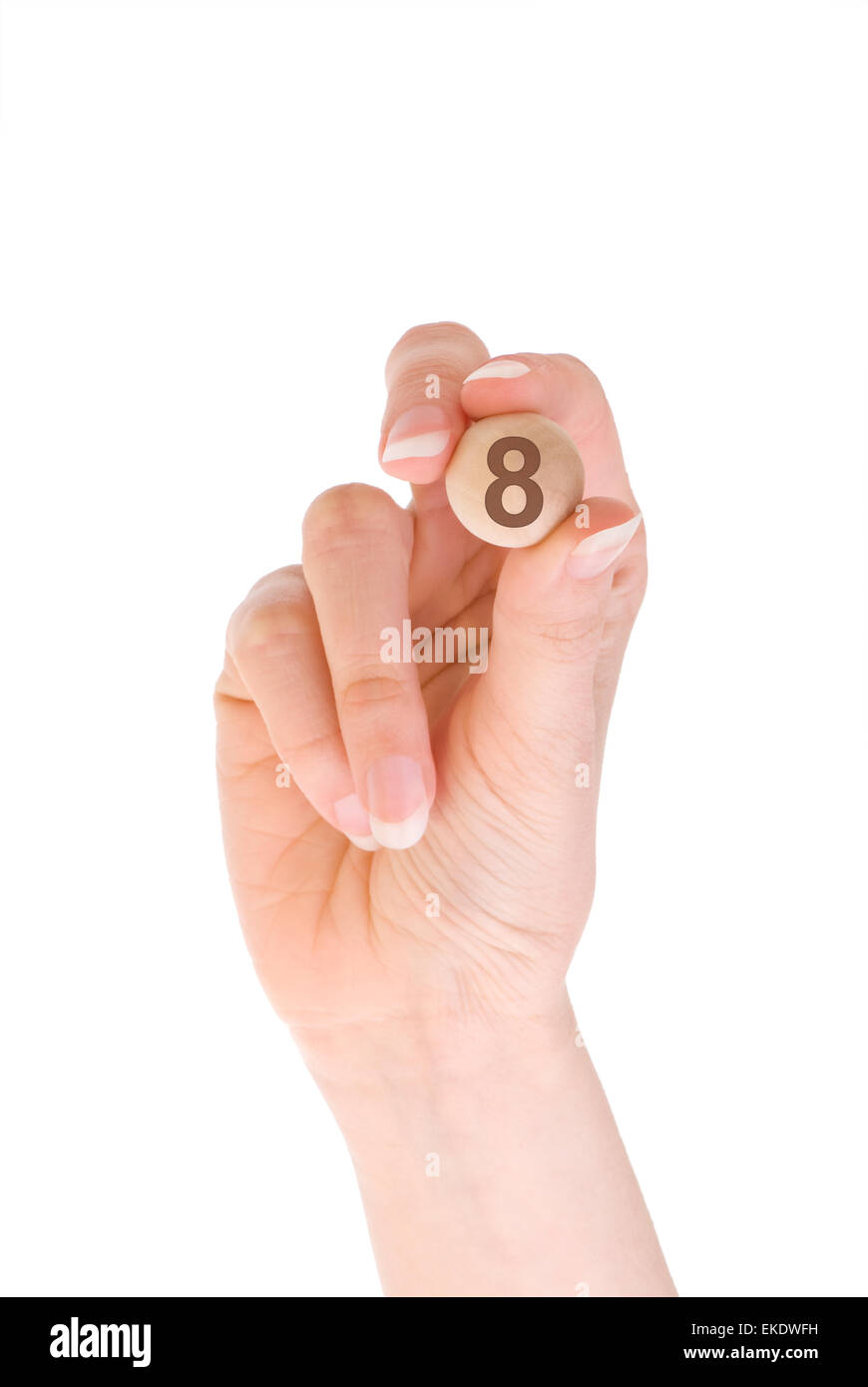 8 bingo ball in the hand Stock Photo - Alamy