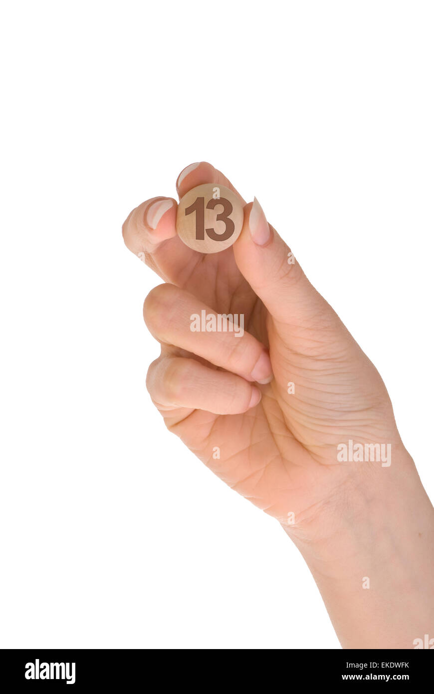 thirteenth bingo ball in the hand Stock Photo - Alamy