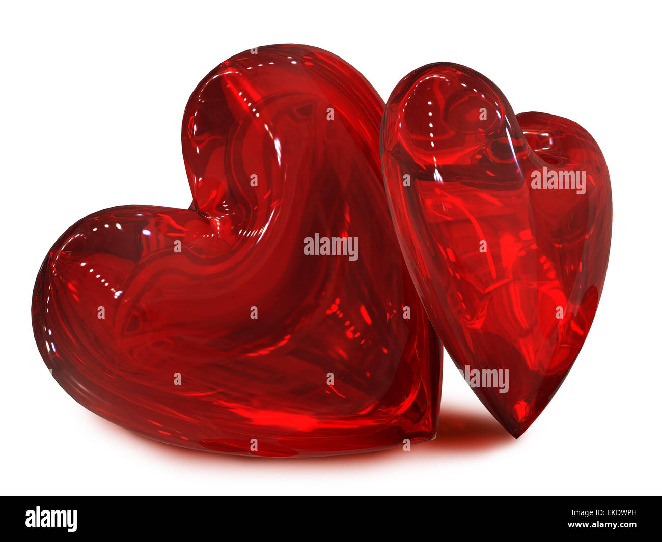 two red hearts in pair Stock Photo - Alamy