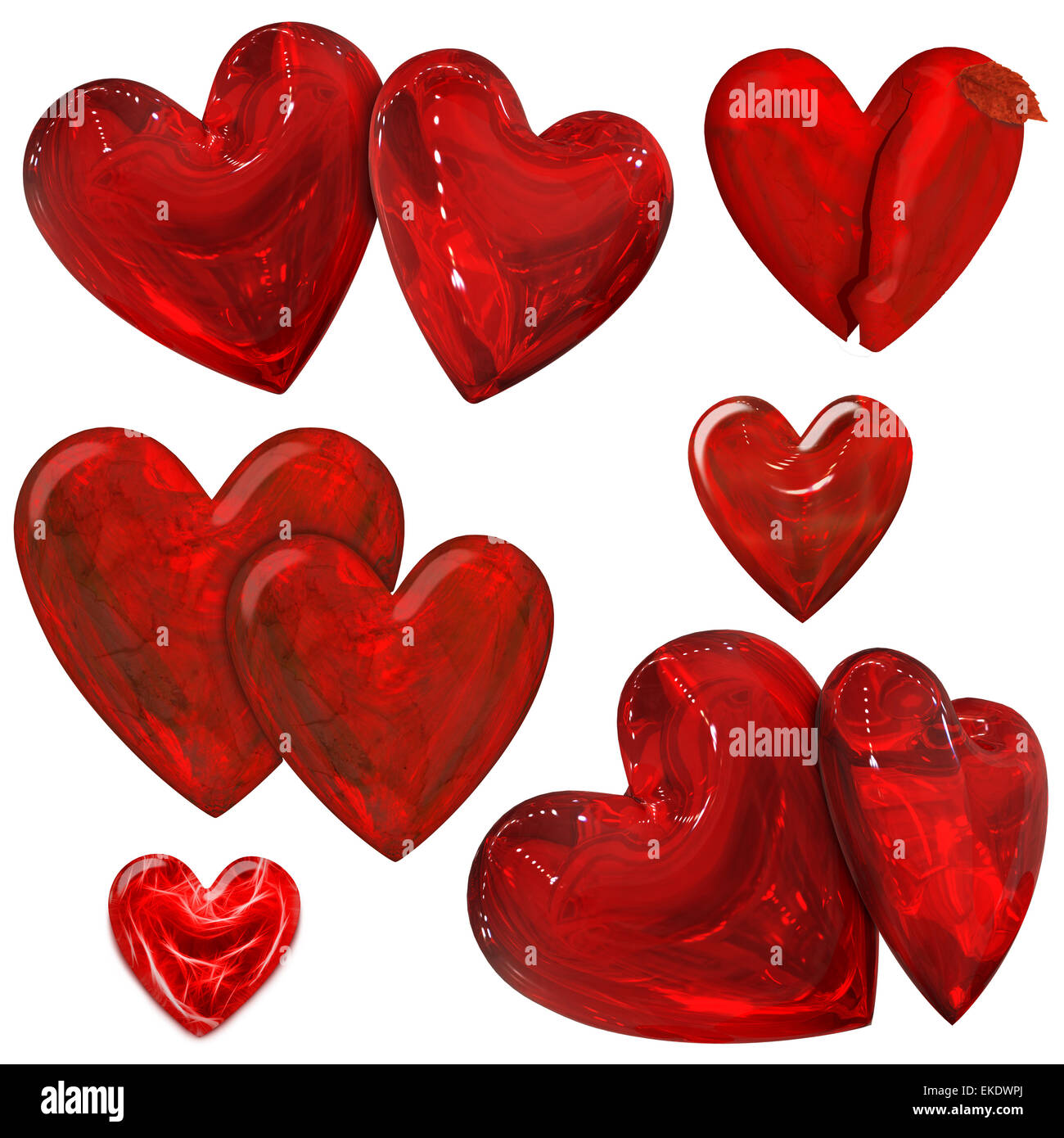 two red hearts in pair Stock Photo - Alamy