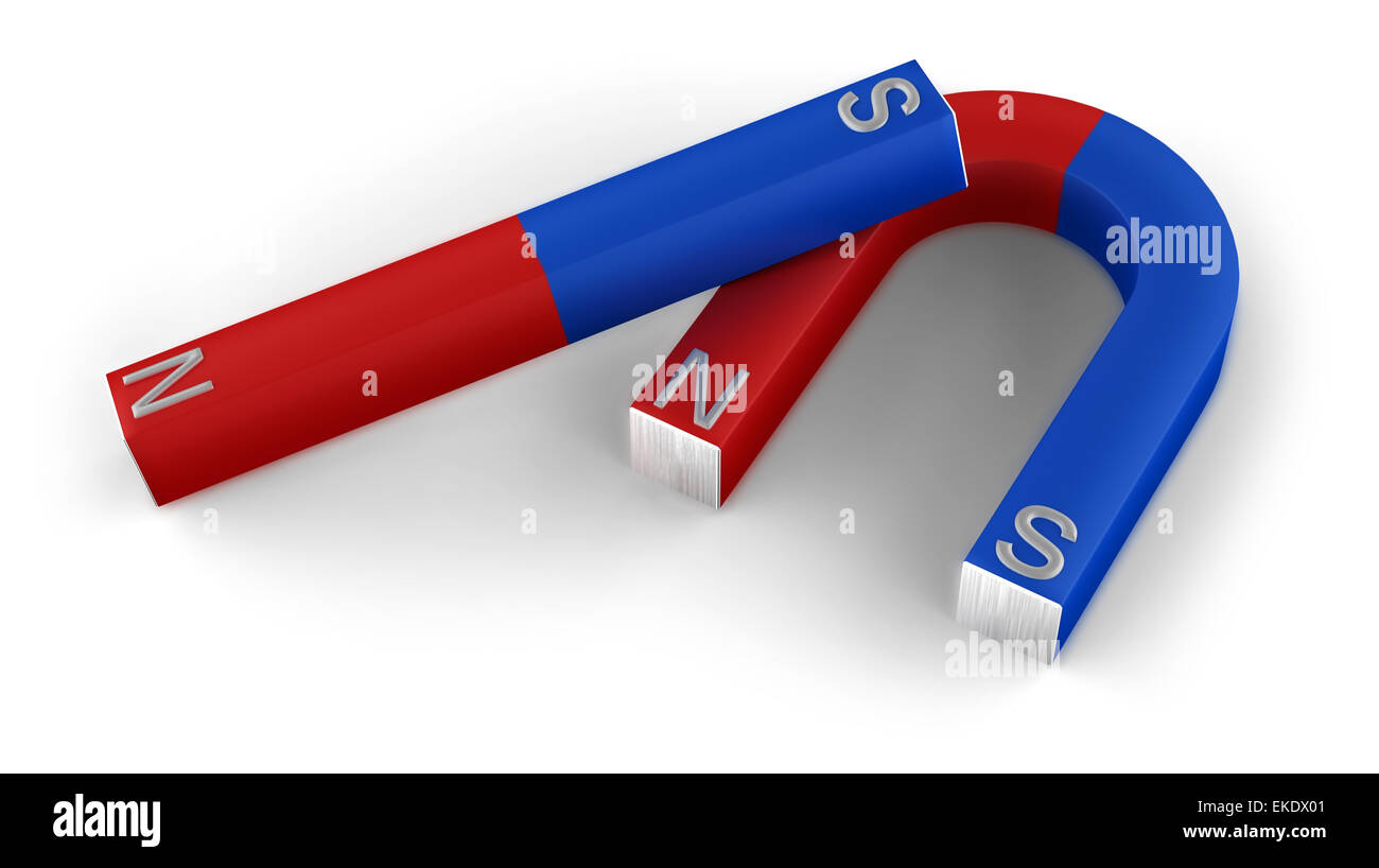 two red and blue magnets Stock Photo - Alamy