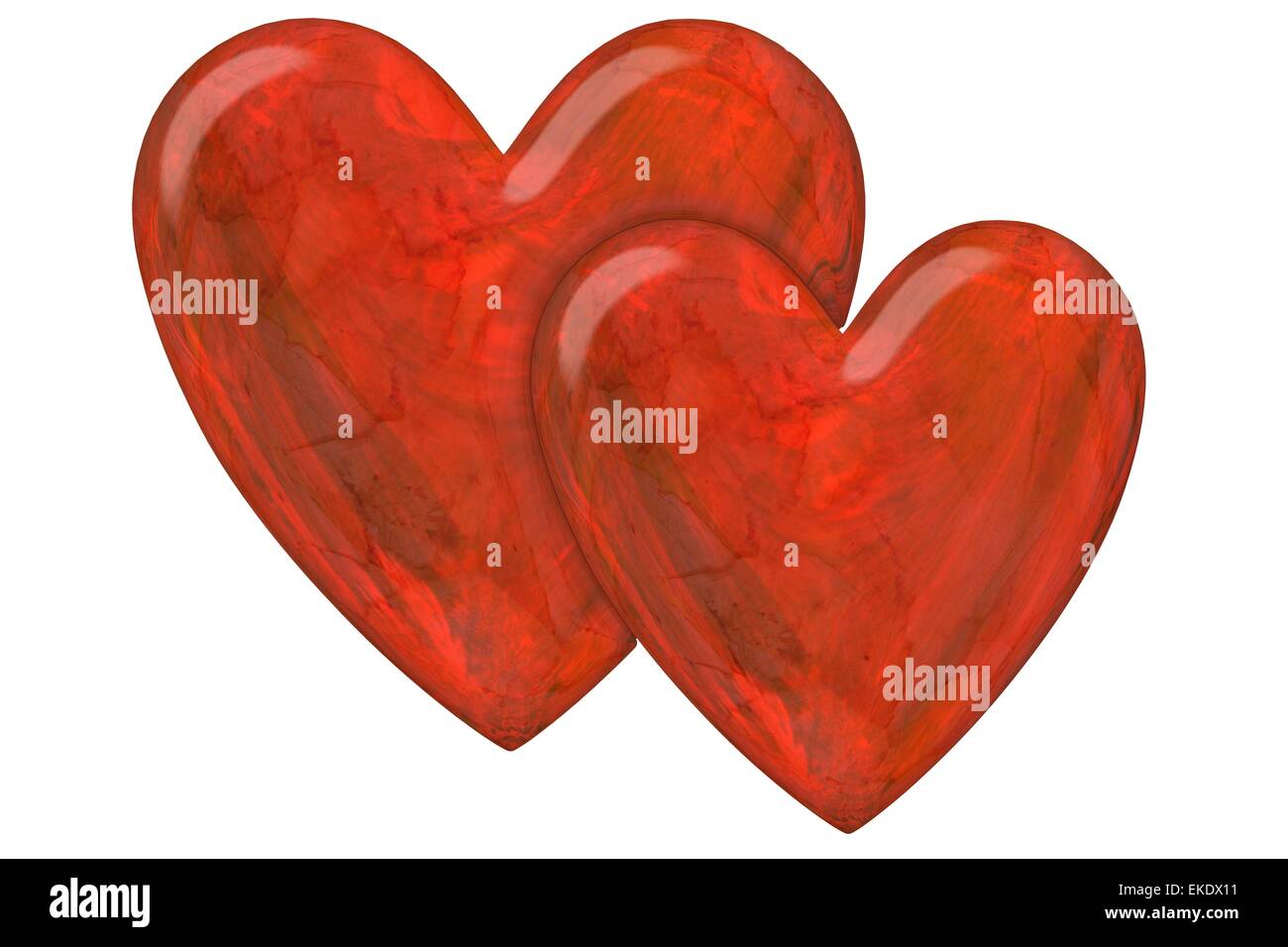 two red hearts in pair Stock Photo - Alamy