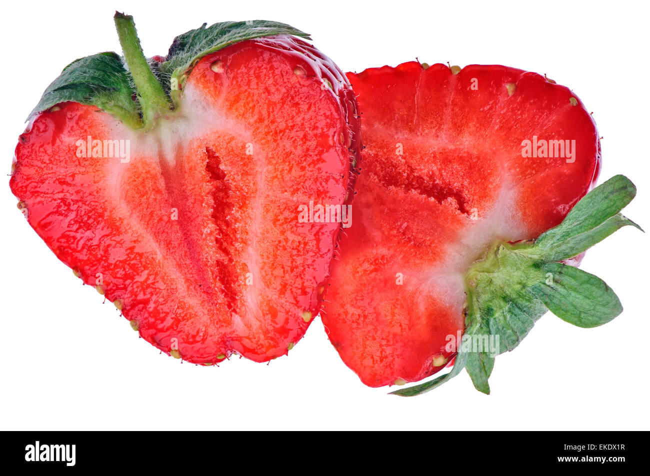 two parts of a sweet strawberry Stock Photo - Alamy
