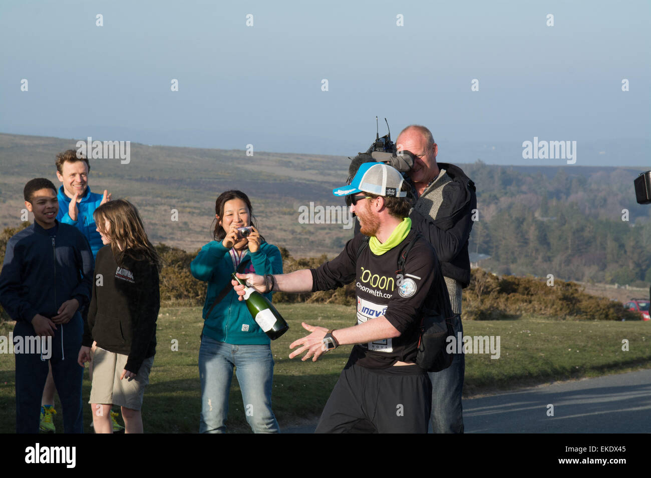 Dartmoor, Devon, UK. 9th April 2015. British Ultramarathon runner Kevin ...