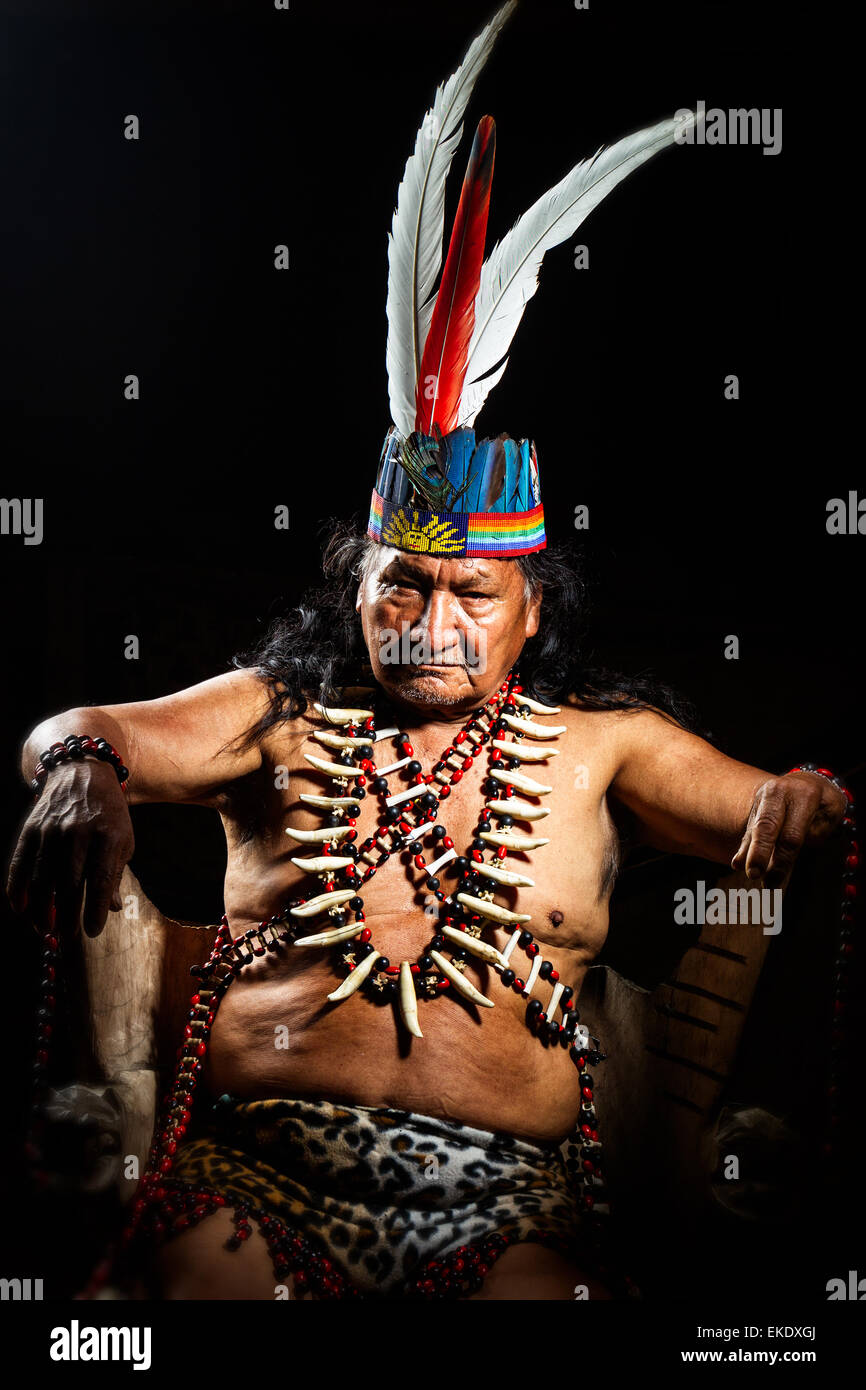 Shaman In Ecuadorian Amazonia During A Real Ayahuasca Ceremony Model ...