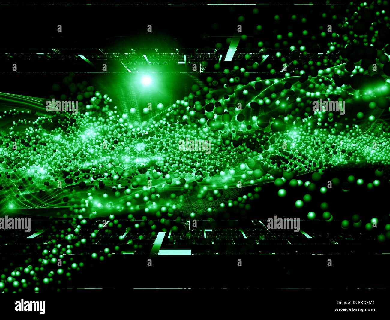 Dynamic particles on green background hi-res stock photography and ...
