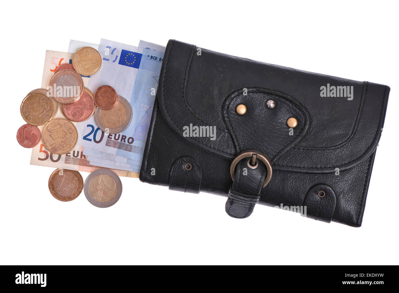 Leather purse with coins hi-res stock photography and images - Alamy