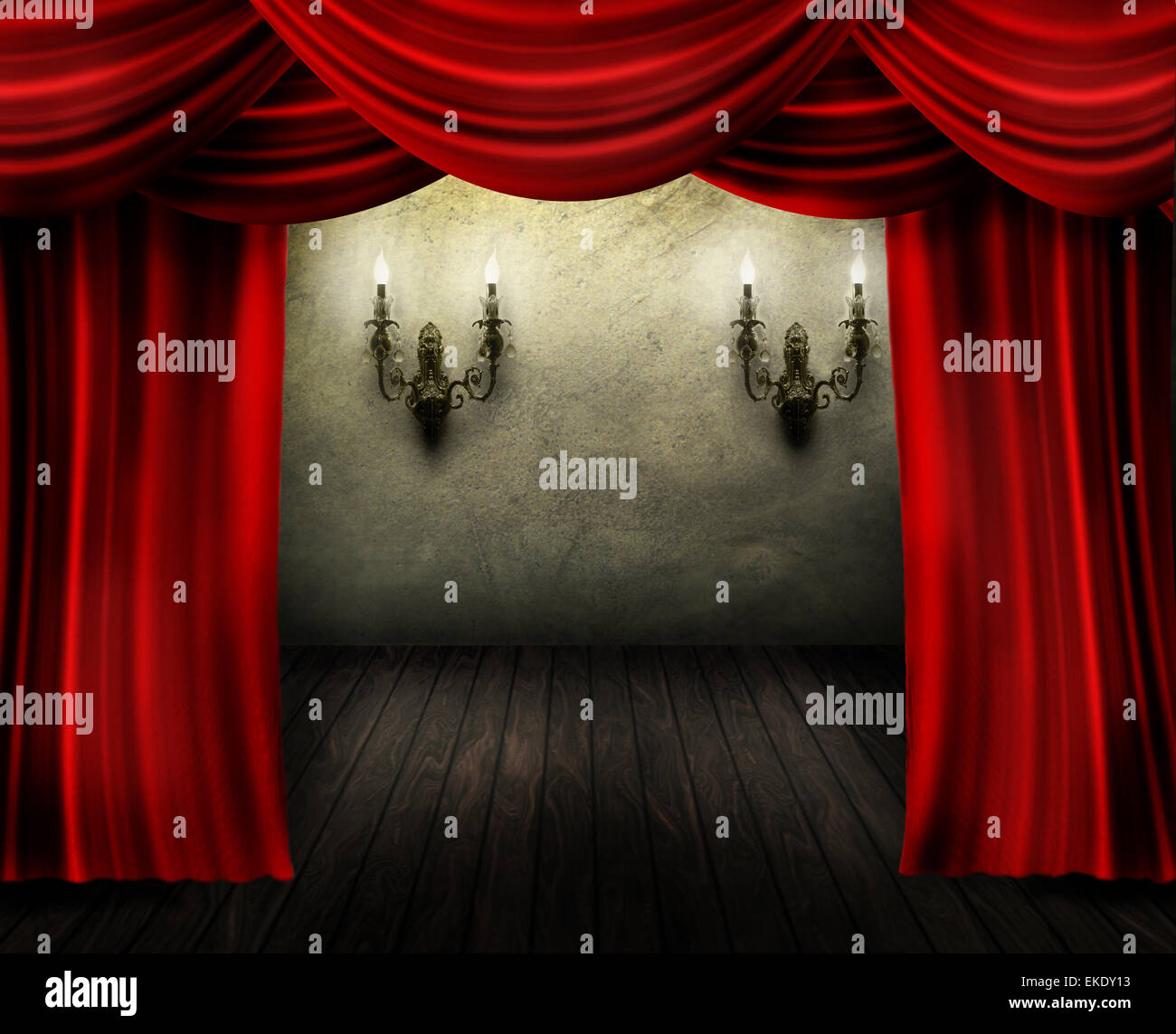 Empty red scene stage hi-res stock photography and images - Alamy