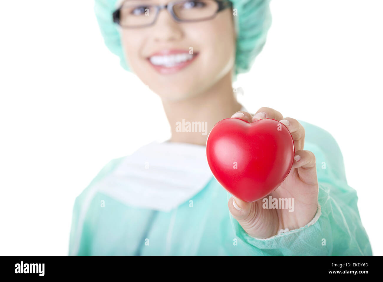 Beautiful nurse holding red heart hi-res stock photography and images ...